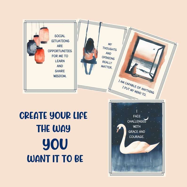 60 Positive Affirmation Cards Printable Encouragement Flashcards ...