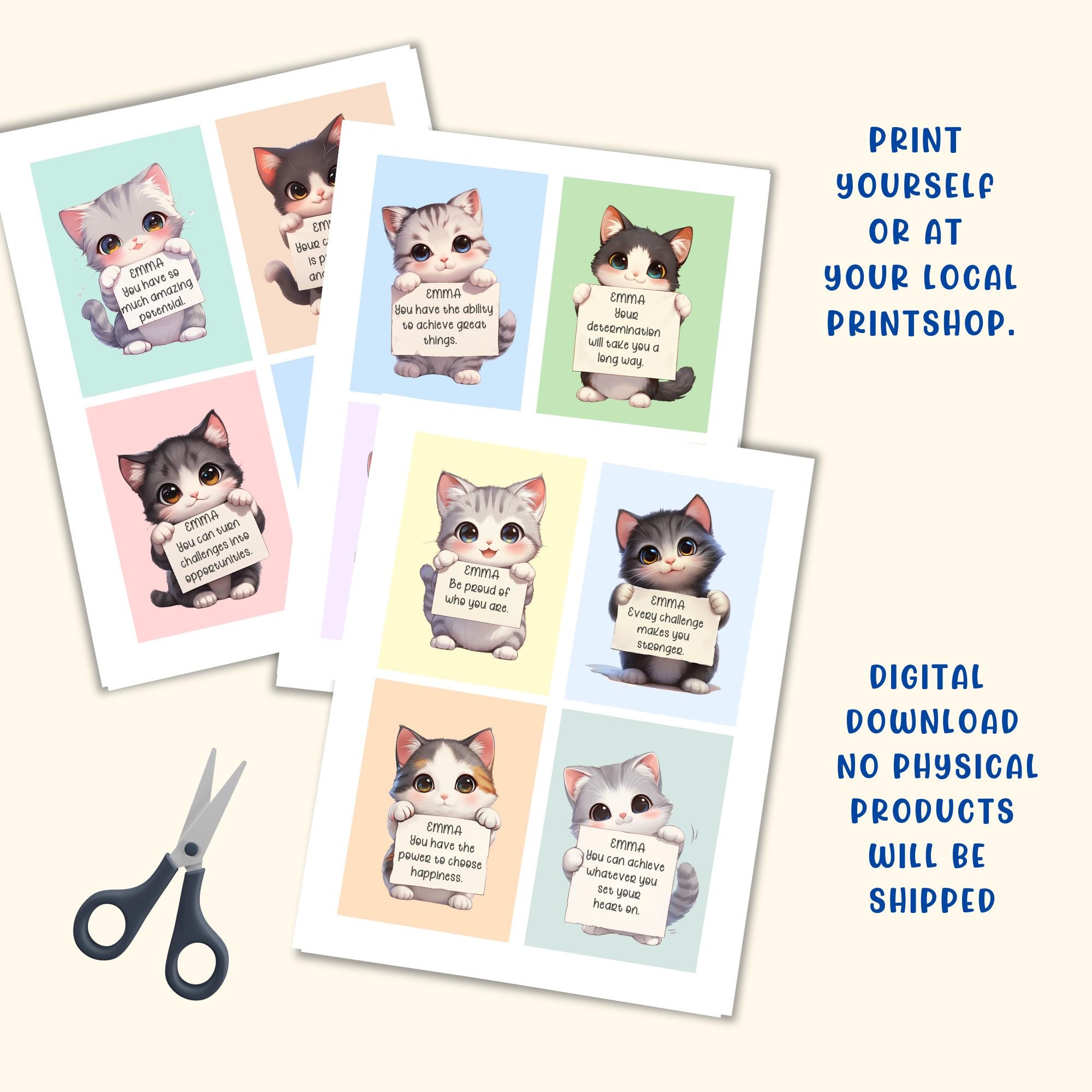 44 Personalized Affirmation Cards for Kids Cat Lover Affirmations ...