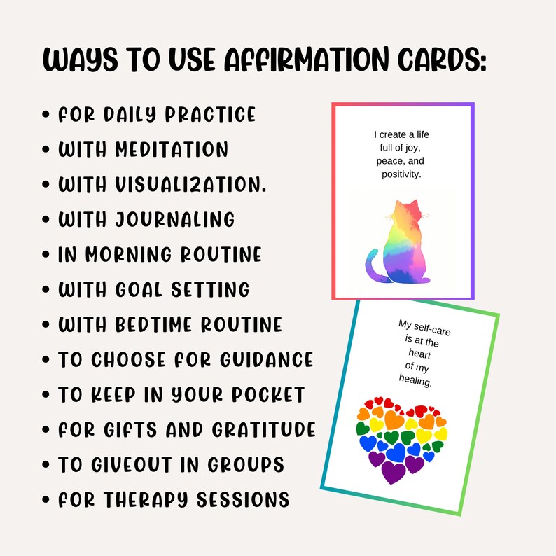 60 Trauma Recovery Affirmation Cards. Digital Download. Printable Card ...