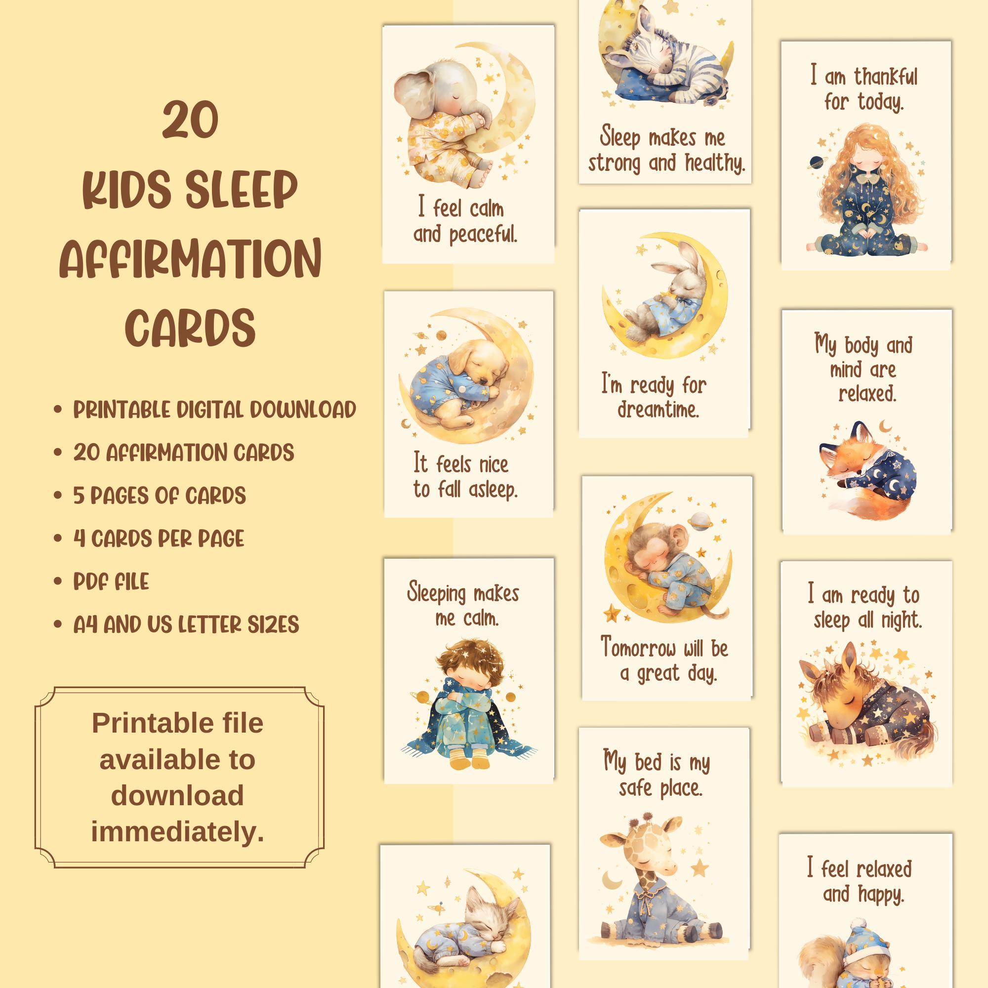 Kid's Sleep Affirmation Cards Printable Sleep Affirmations for Children ...