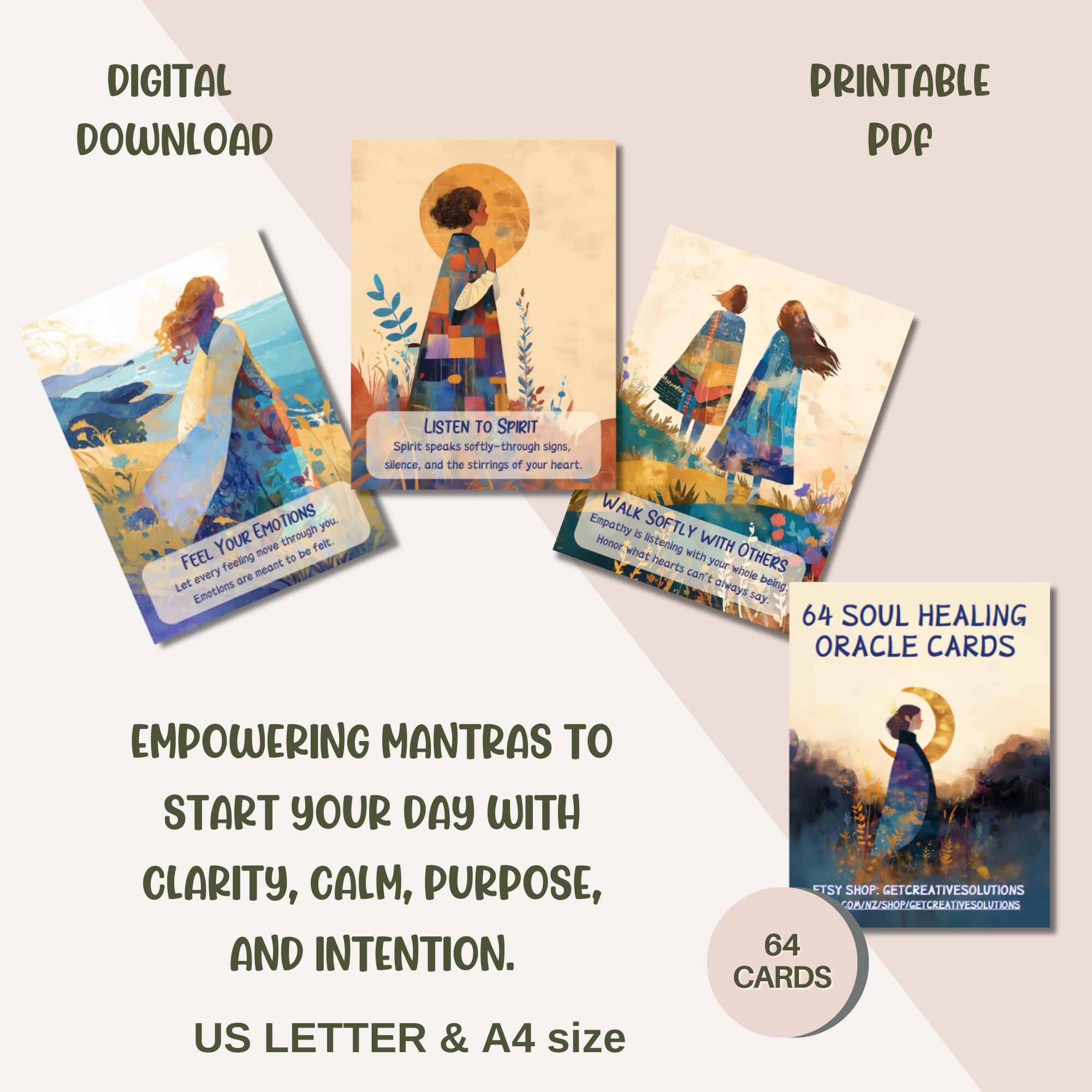64 Soul Healing Oracle Cards Spiritual Guidance Cards Printable Oracle ...