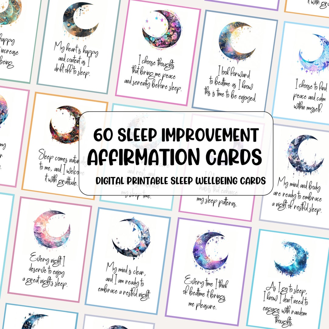 60 Sleep Affirmation Cards. Insomnia Improvement Help Deck. Rest ...