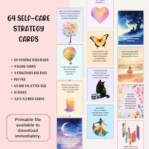 64 Self-care Strategy Cards Printable Mindfulness Flashcards Gift for ...