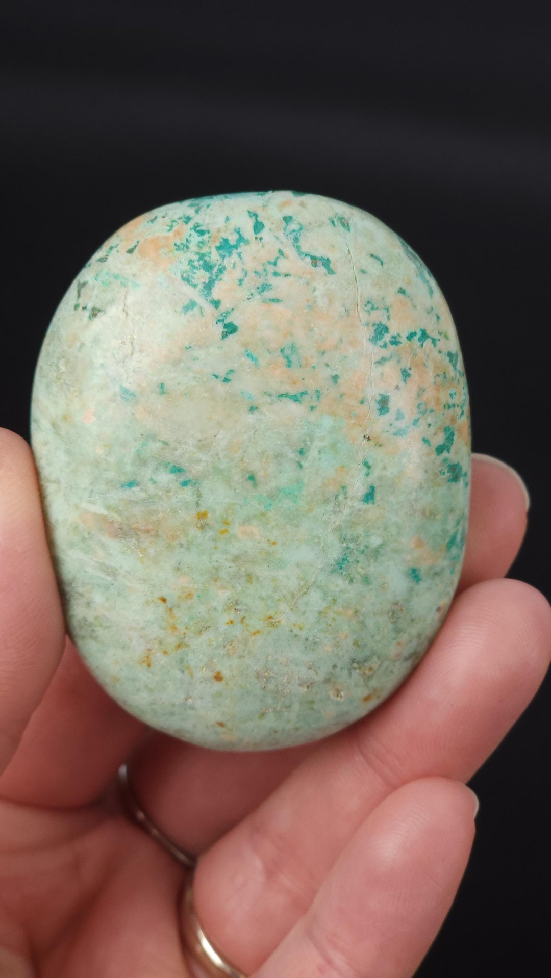 Ethereal Peruvian Turquoise Palm Stone | Light Chrysocolla | Rare Find ...