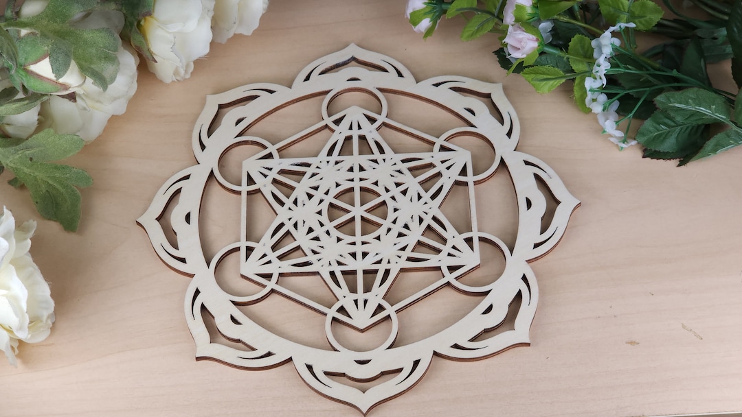 Wooden Lotus Metatron's Cube Crystal Grid Board | Unfinished Witch ...