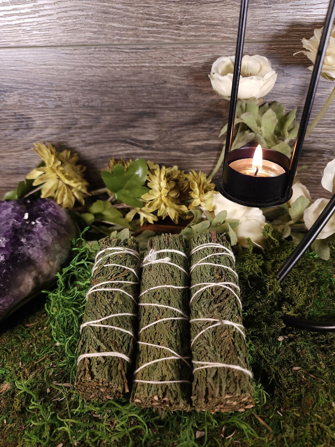 One (1) Aromatic Cedar Smudge Bundle - Incense for Smudging Cleansing ...