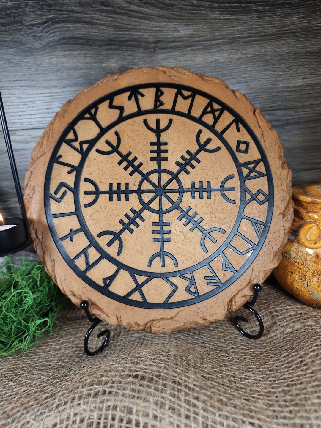 Incredible Helm of Awe Runic Polyresin Stepping Stone W/ Stand ...