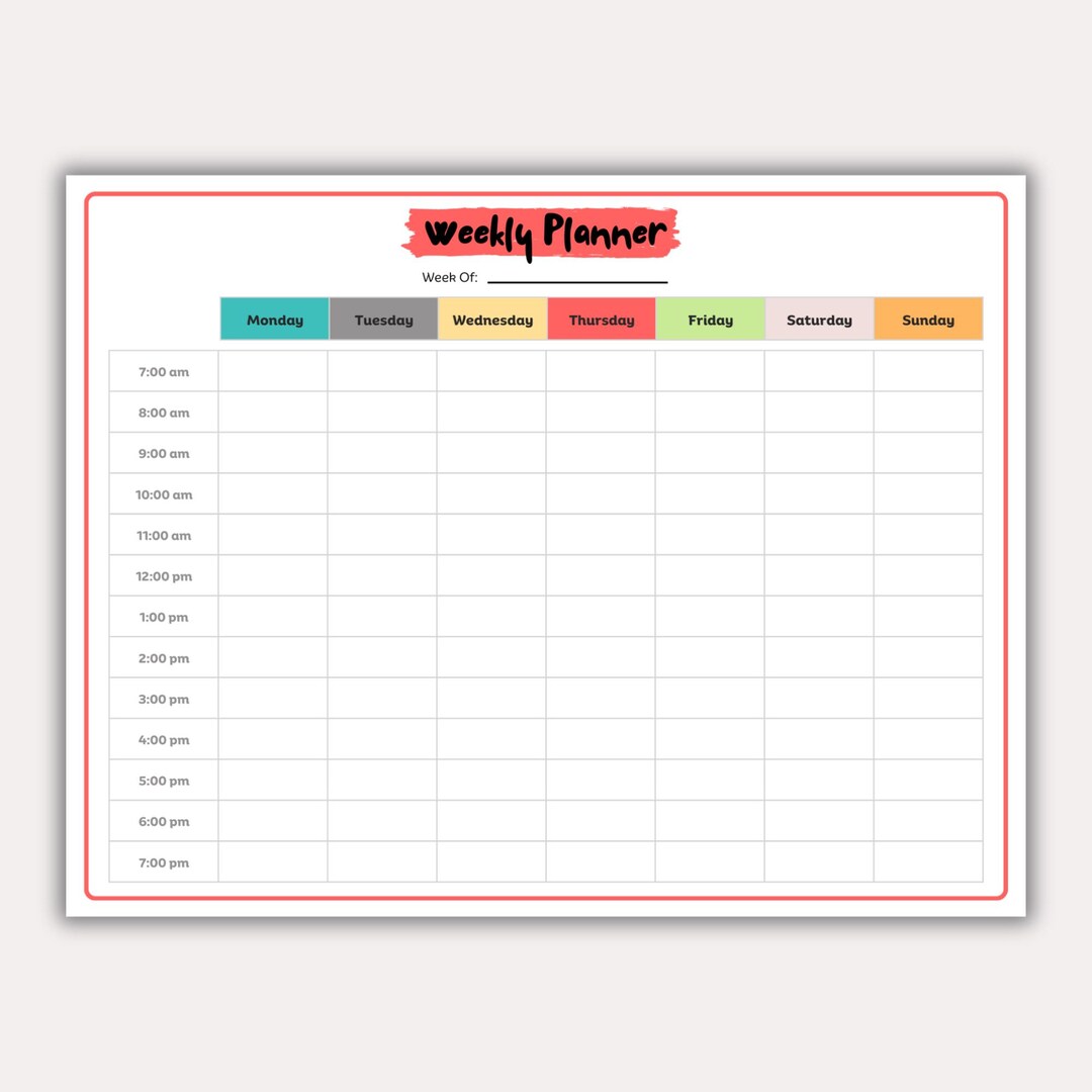 Editable Weekly Schedule for Kids Printable, Homeschool Weekly Schedule ...