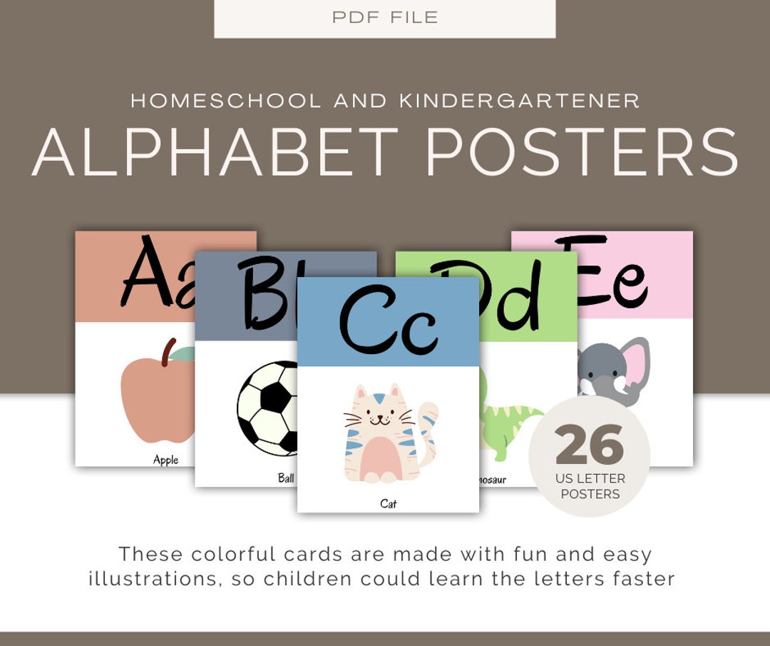 Cute Alphabet Posters Calming Modern Classroom Decor - Etsy