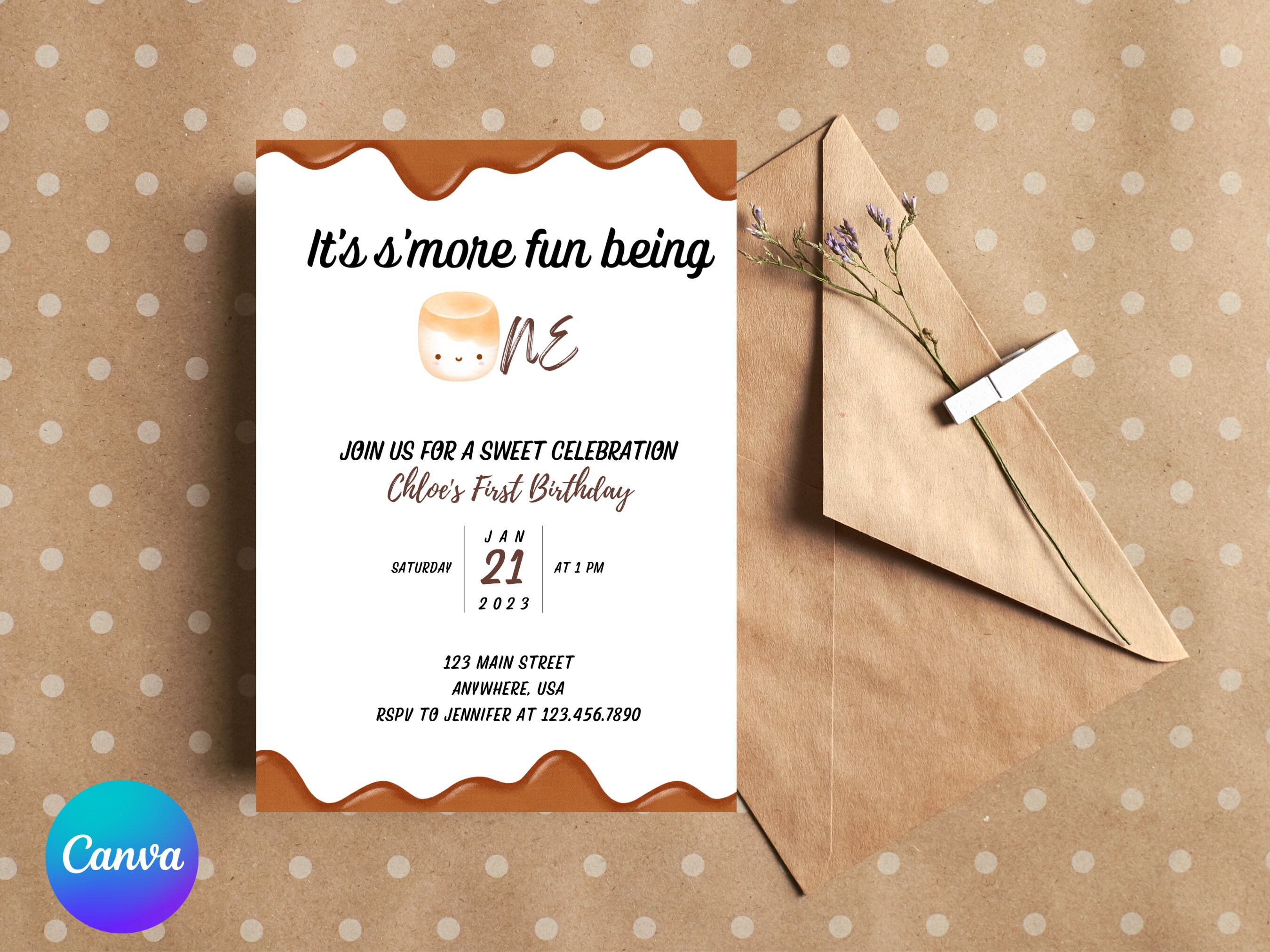 Editable S'mores 1st Birthday Invitation, Smore Fun Being One ...