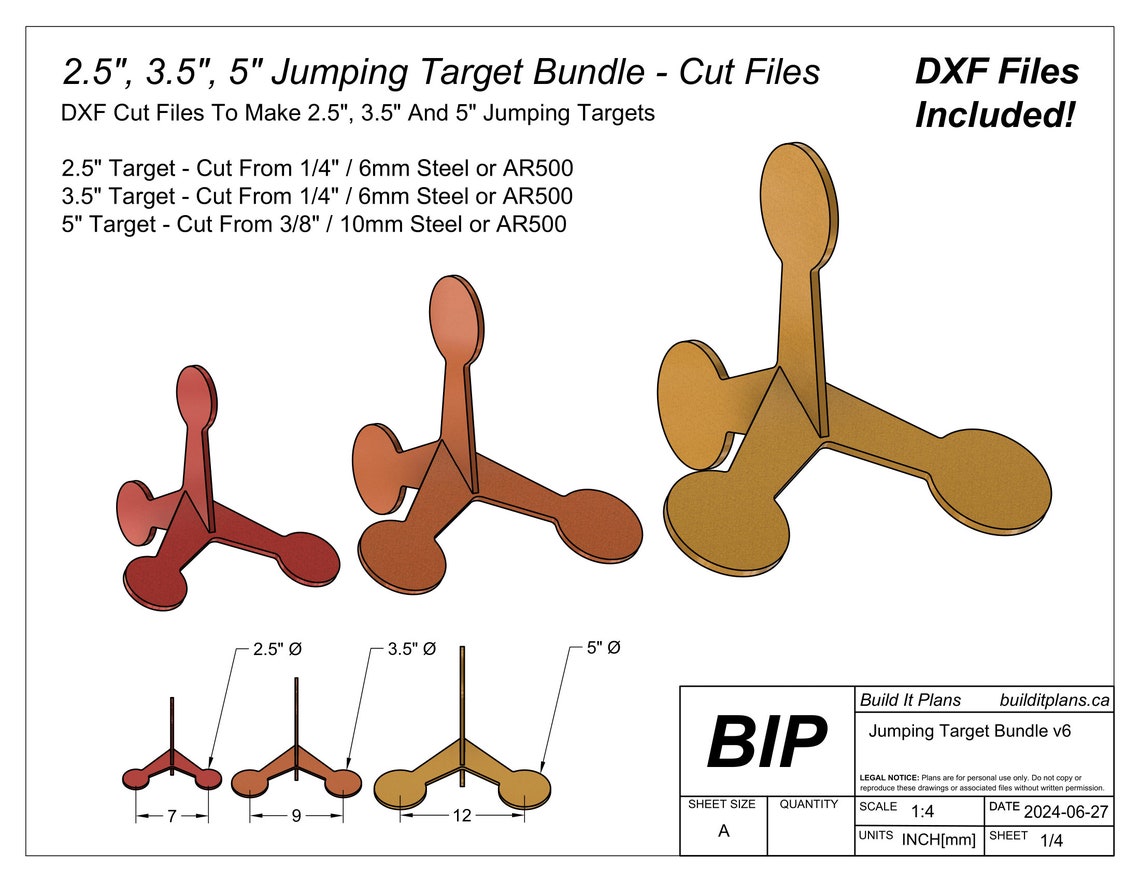 Jumping Target DXF Cut File Bundle: 2.5, 3.5, 5 Inch (digital Download ...