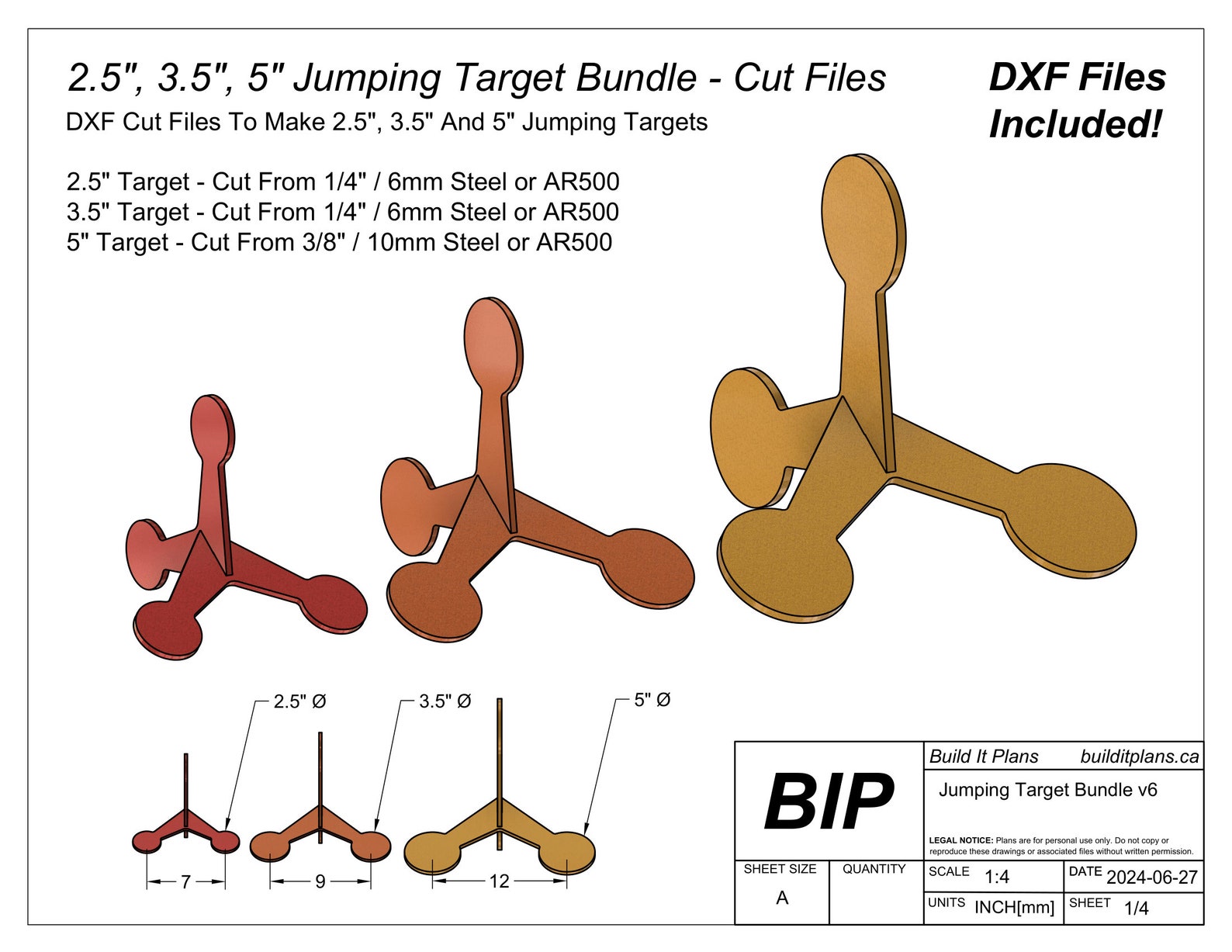 Jumping Target DXF Cut File Bundle: 2.5, 3.5, 5 Inch (digital Download ...