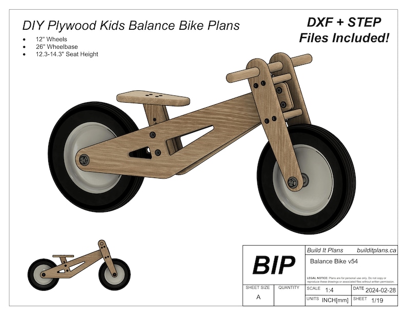 DIY Kids Wood Balance Bike Plans for Childs Bicycle Plans and Digital ...