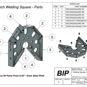 12 Inch Welding Square Cut Files and Plans for 0.25 Inch Thick Steel ...
