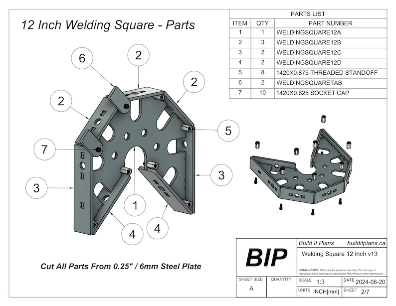 12 Inch Welding Square Cut Files and Plans for 0.25 Inch Thick Steel ...