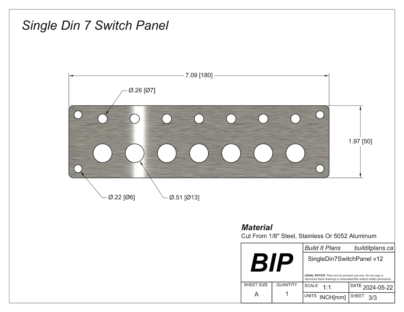 Single DIN Racing Switch Panel Cut Files 180mm X 50mm DIN 7 Toggle ...