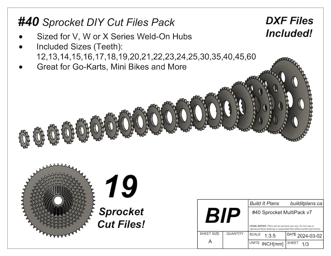 Number 40 Sprocket DXF Cut Files: ANSI 40 41 Chain Sprockets - Etsy
