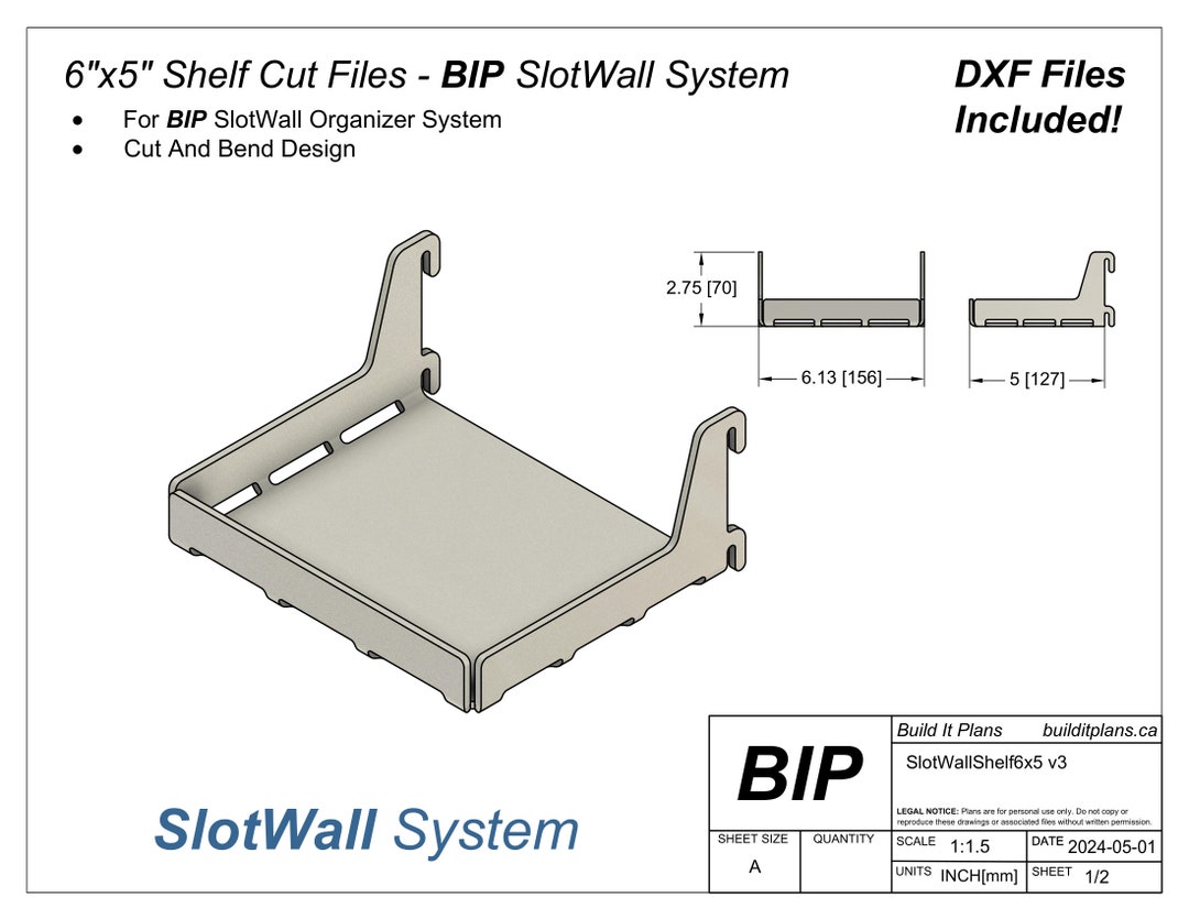 Slotwall 6" X 5" Shelf DXF Cut Files for DIY Slatwall Trays - Etsy