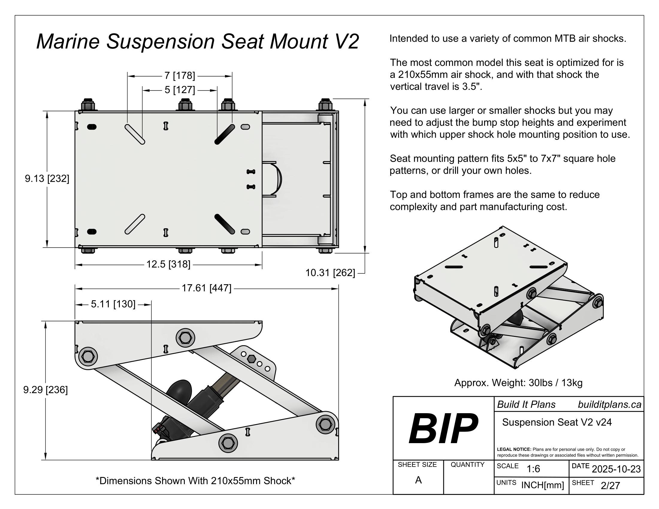 Marine Suspension Seat Mount Files + Plans - Suspension Seat DXF Files ...