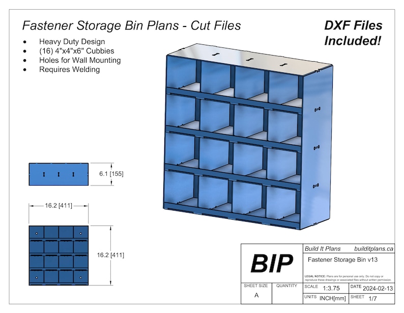 Nut and Bolt Organizer DXF Files - Storage Bin Cut Files - Etsy