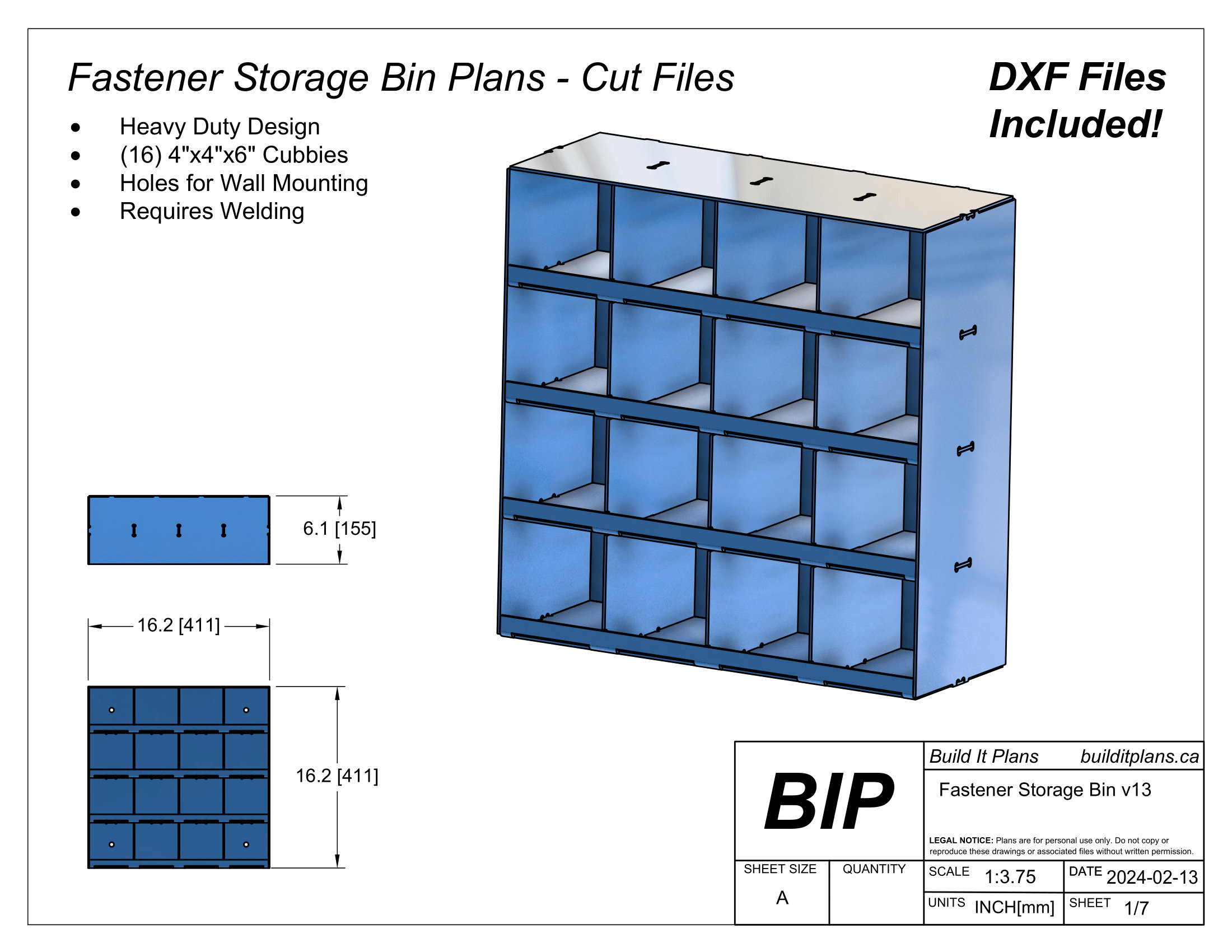 Nut and Bolt Organizer DXF - Wall Mount Hardware Storage Bin Cut Files ...
