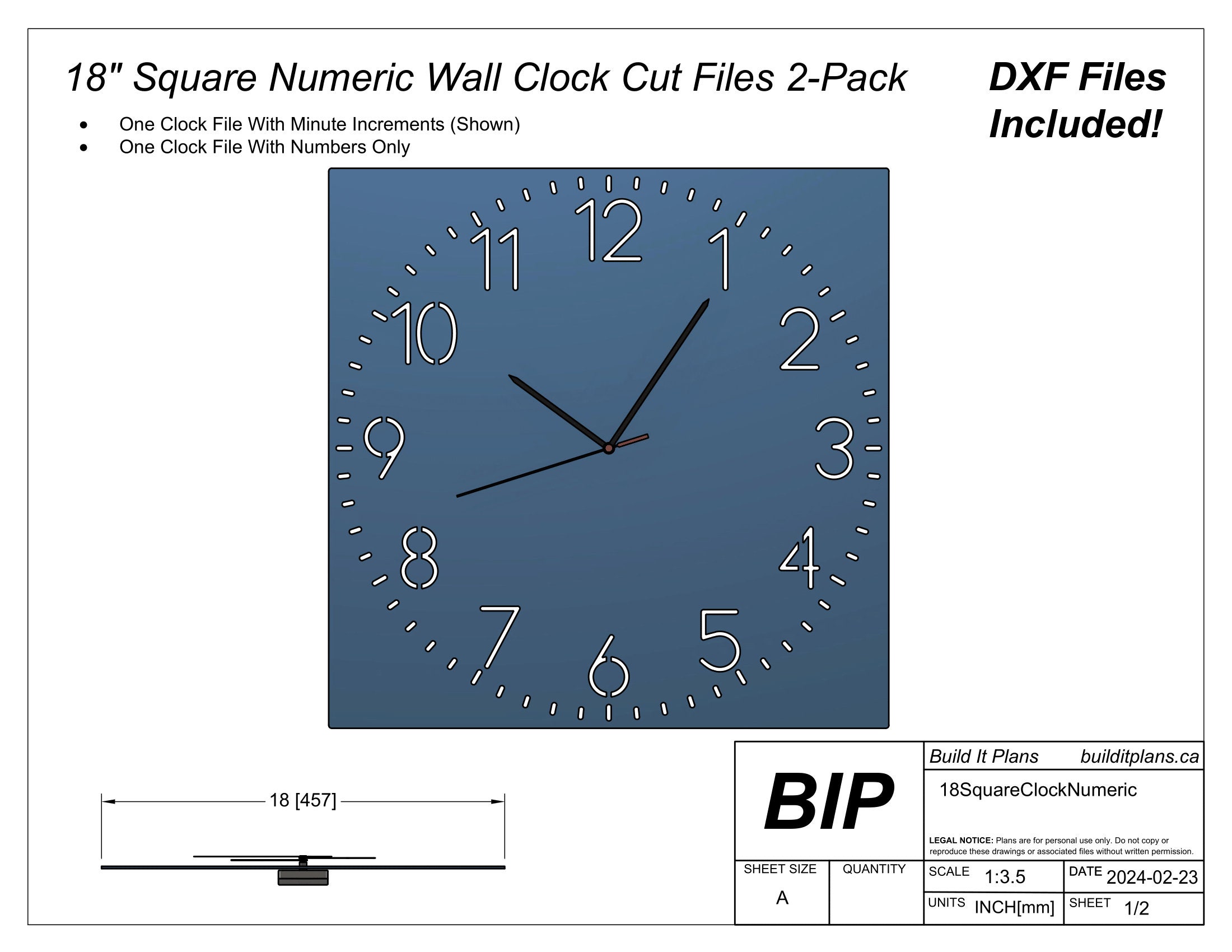 Square Wall Clock Cut Files - Metal Clock DXF Plasma Cut Files for ...