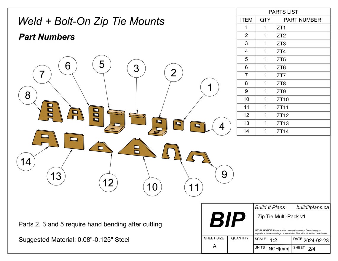 Zip Tie Mount Tab DXF Files - Secure Wiring, Brake and Fuel Lines - Etsy