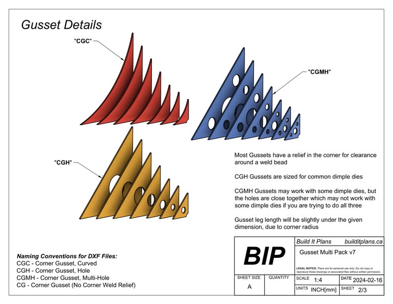 Corner Gusset Cut Files for Fabricators Pack of DXF Files for 90 Degree ...