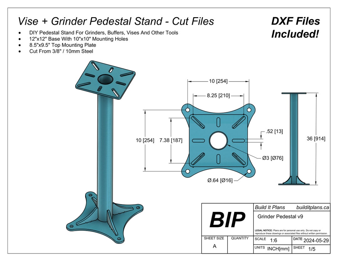 Grinder Pedestal DXF Files - Bench Grinder Stand Cut Files - Etsy