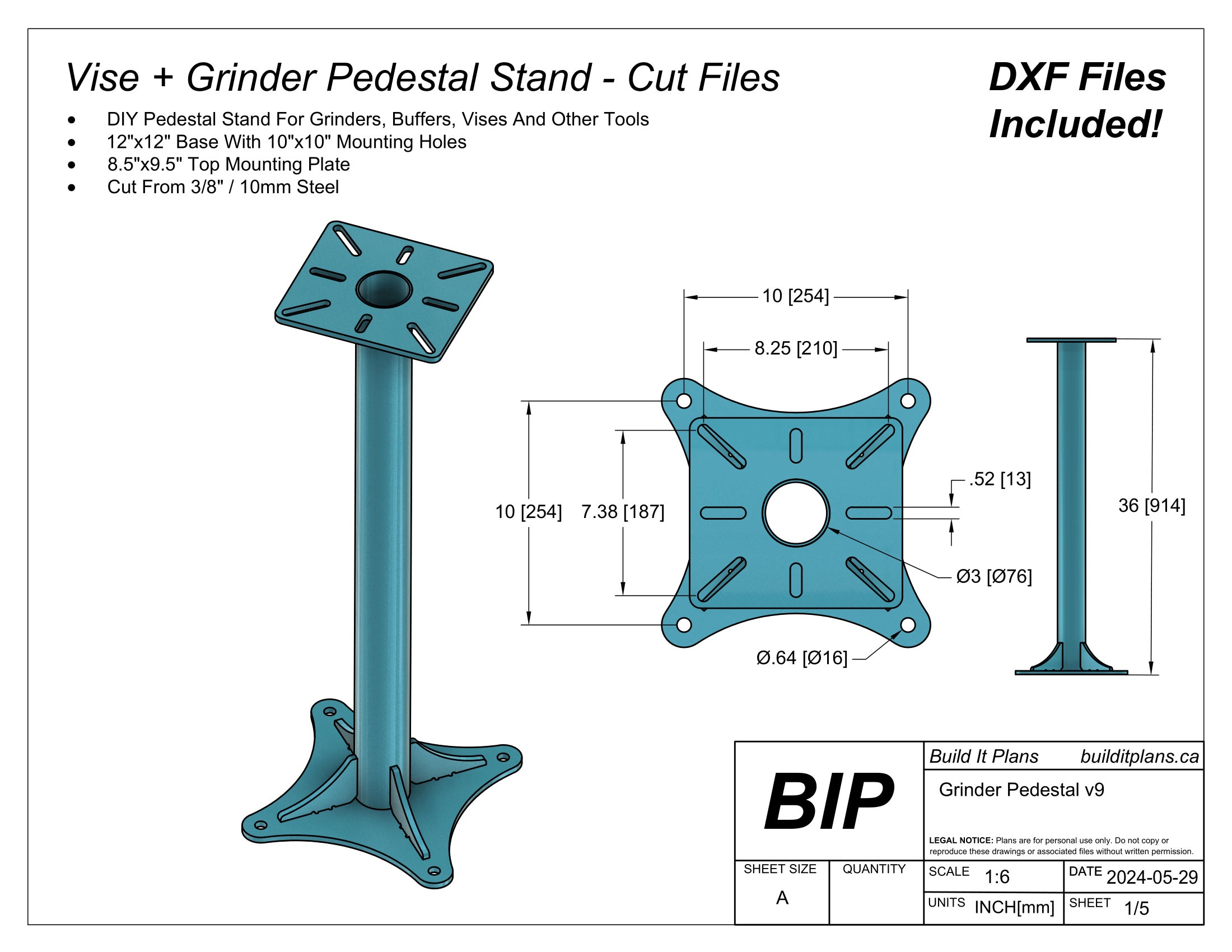 Grinder Pedestal DXF Files - Bench Grinder Stand Cut Files - Etsy