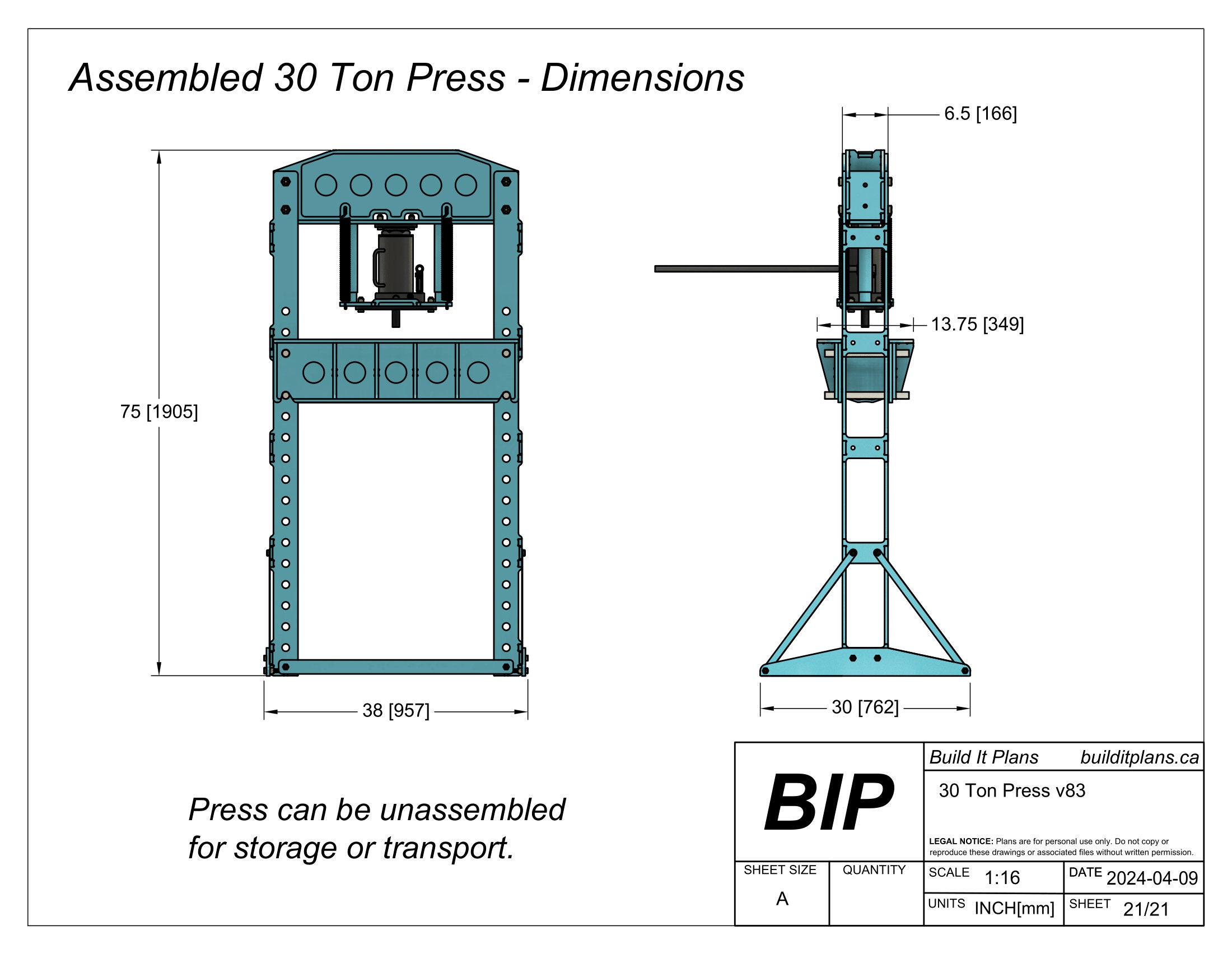 30 Ton Shop Press DXF Files - Heavy Duty Press Cut Files + Plans - Etsy