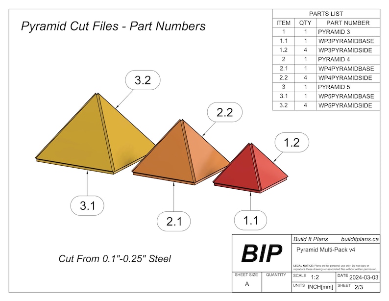 Pyramid Welding Project DXF Files - 3, 4, 5 Inch Sizes - Etsy