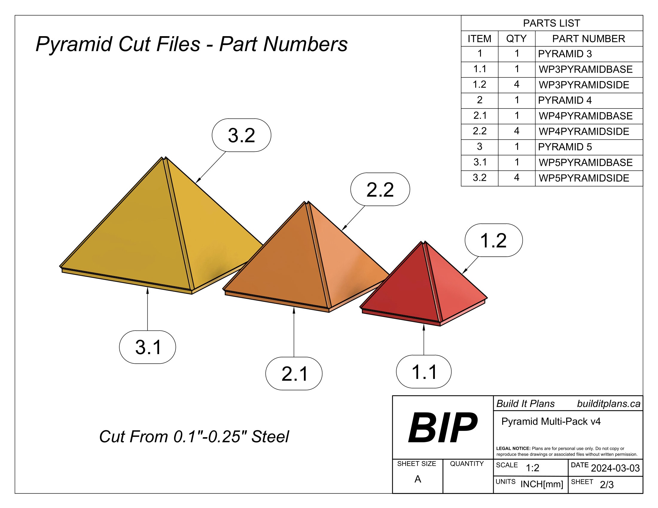 Pyramid Welding Project DXF Files: 3, 4, 5 Inch (digital Download) - Etsy