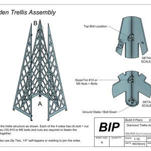 Metal 6' Diamond Garden Trellis Cut Files DIY Garden Lattice Pyramid ...