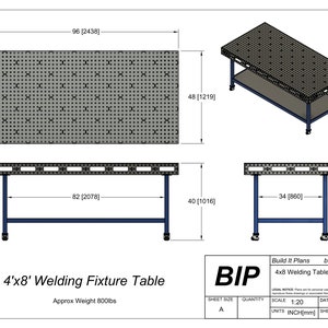 4x8 Welding Fixture Table 0.25 Thick Steel Plans and DXF Cut Files for ...