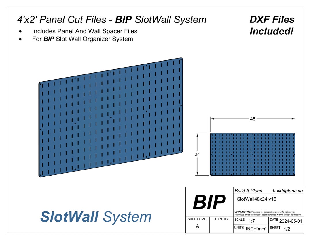 48" X 24" Wall Panel Cut Files for Slatwall System Wall Organizer - Etsy