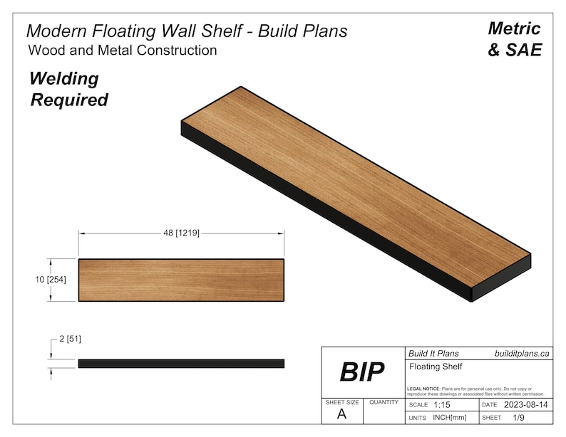 Modern Floating Shelf Plans PDF Plan for Floating Wood and Steel Wall ...