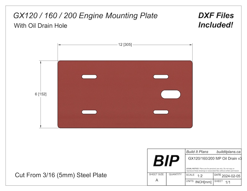 Honda GX120 GX160 GX200 Engine Mounting Plate DXF Cut Files - Etsy
