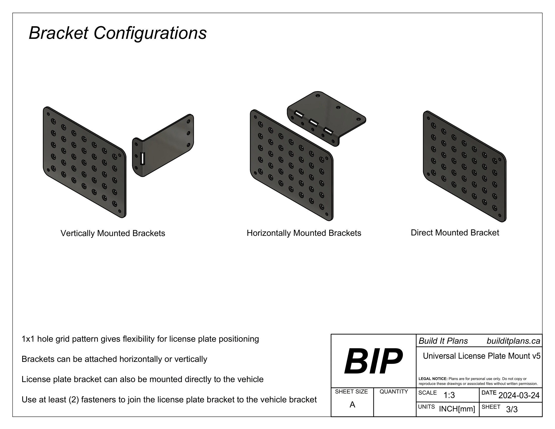 Universal License Plate Bracket DXF– CNC Cut Files for Custom Plate ...