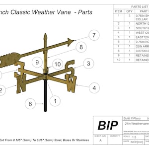 24 Inch Weathervane Cut Files & Plans: CNC Plasma DXF, PDF (digital ...