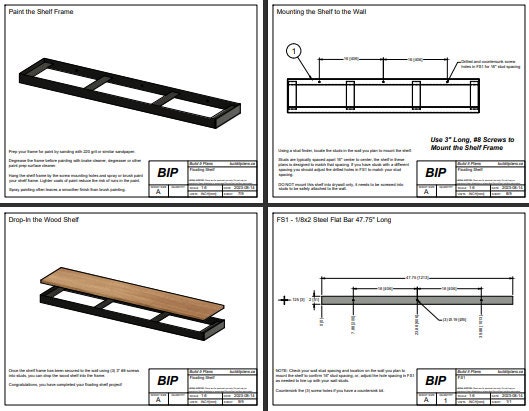 Modern Floating Shelf Plans PDF Plan for Floating Wood and Steel Wall ...