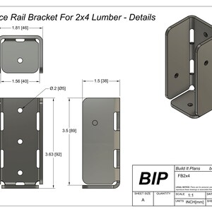 2x4 Fence Rail Bracket Cut File - Mounting Bracket DXF Plasma File for ...