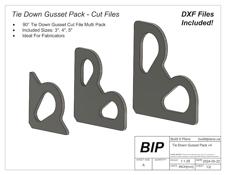 Tie Down Gusset Cut Files Pack for Fabricators DXF Plasma Files for 90 ...
