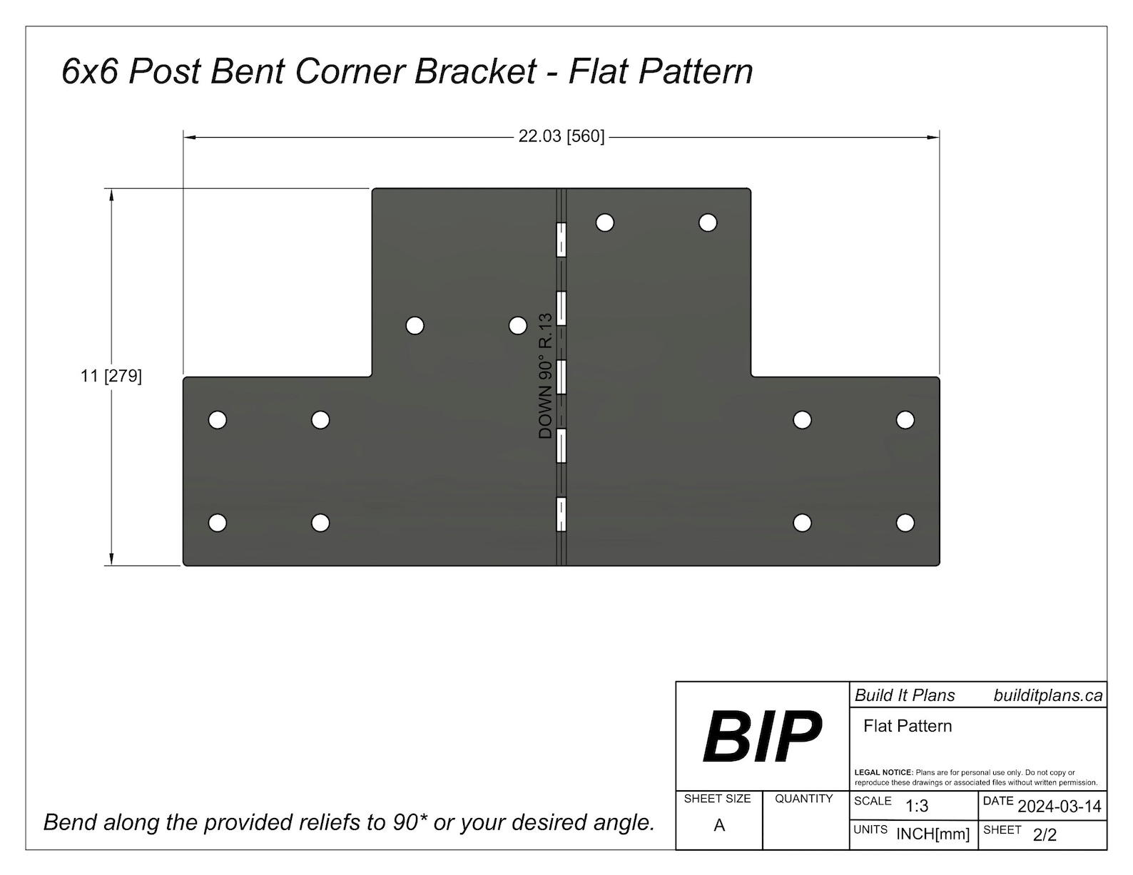 6x6 Post Corner Angle Bracket Cut File for Pergola Inner Corner DXF ...