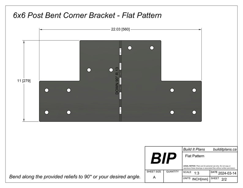6x6 Post Corner Angle Bracket Cut File for Pergola Inner Corner DXF ...