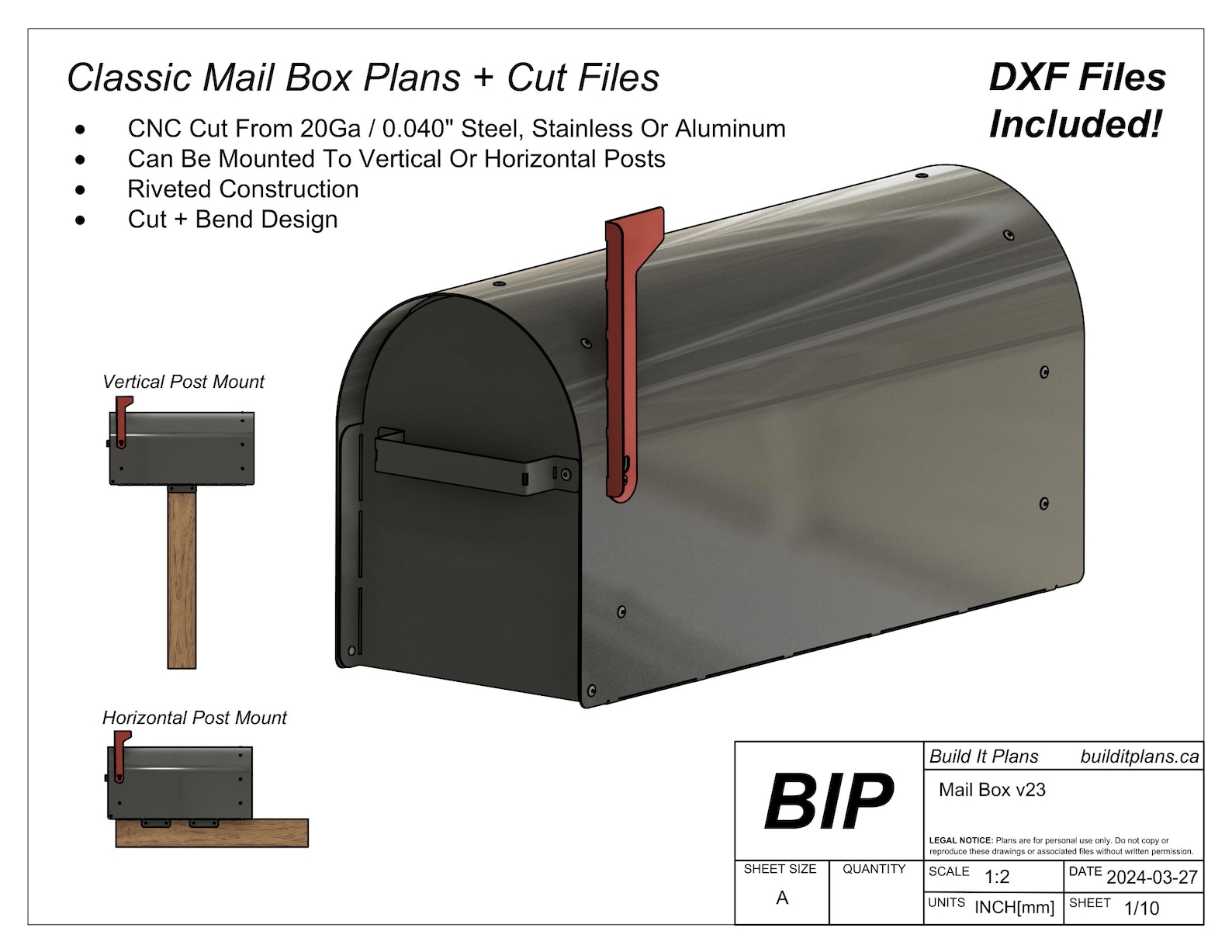 Mailbox Plans: Metal Letter Box DXF Cut Files (digital Download) - Etsy