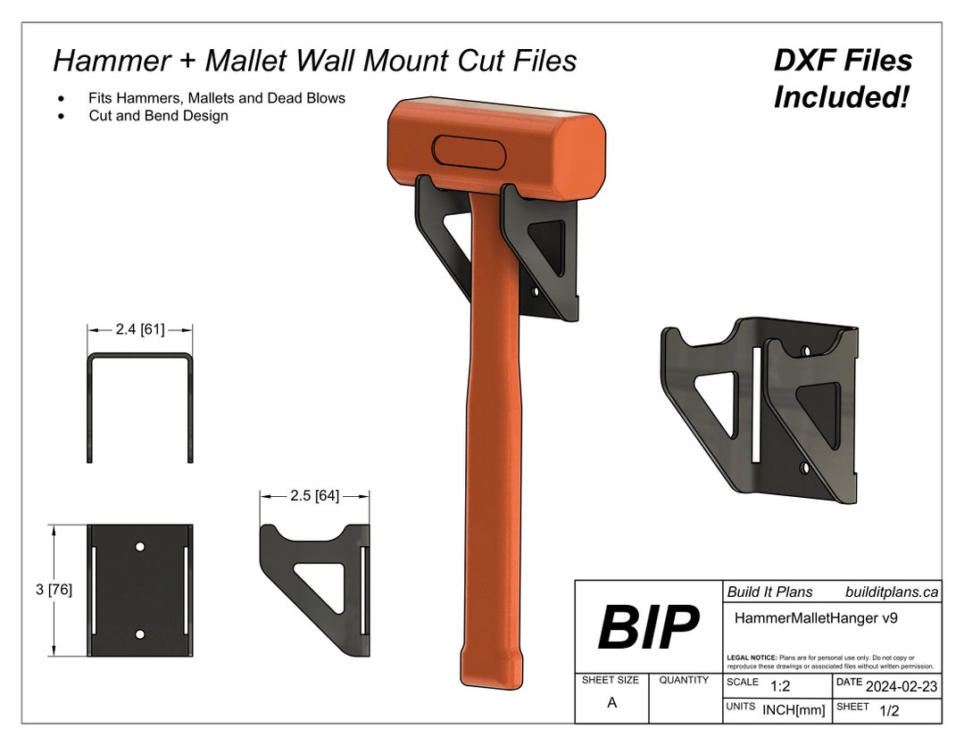 Hammer + Mallet Hanger Cut File - Wall Mounted Mallet Hook for Shop ...