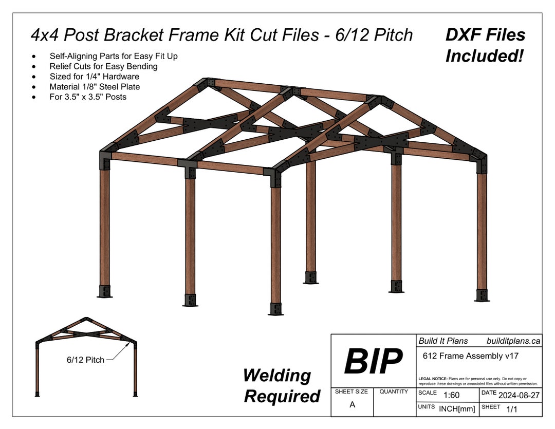 4x4 Post Frame Kit: 6/12 Pitch Truss Bracket DXF Cut Files (digital ...