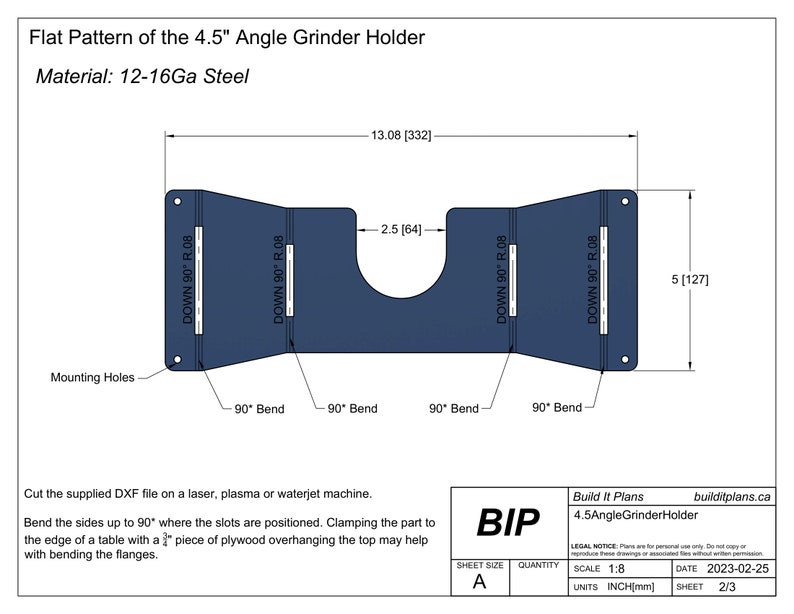 Grinder Hook DXF File - 4.5 Inch Grinder Hanger Cut File - Etsy