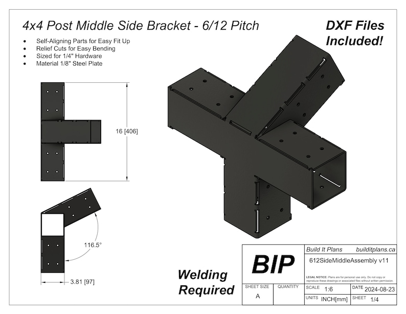 4x4 Post Frame Kit: 6/12 Pitch Truss Bracket DXF Cut Files (digital ...